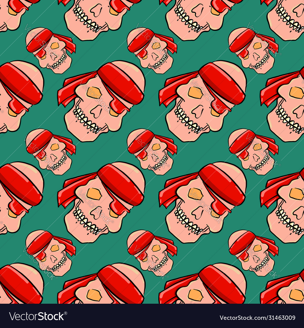 Skulls pattern on white background Royalty Free Vector Image