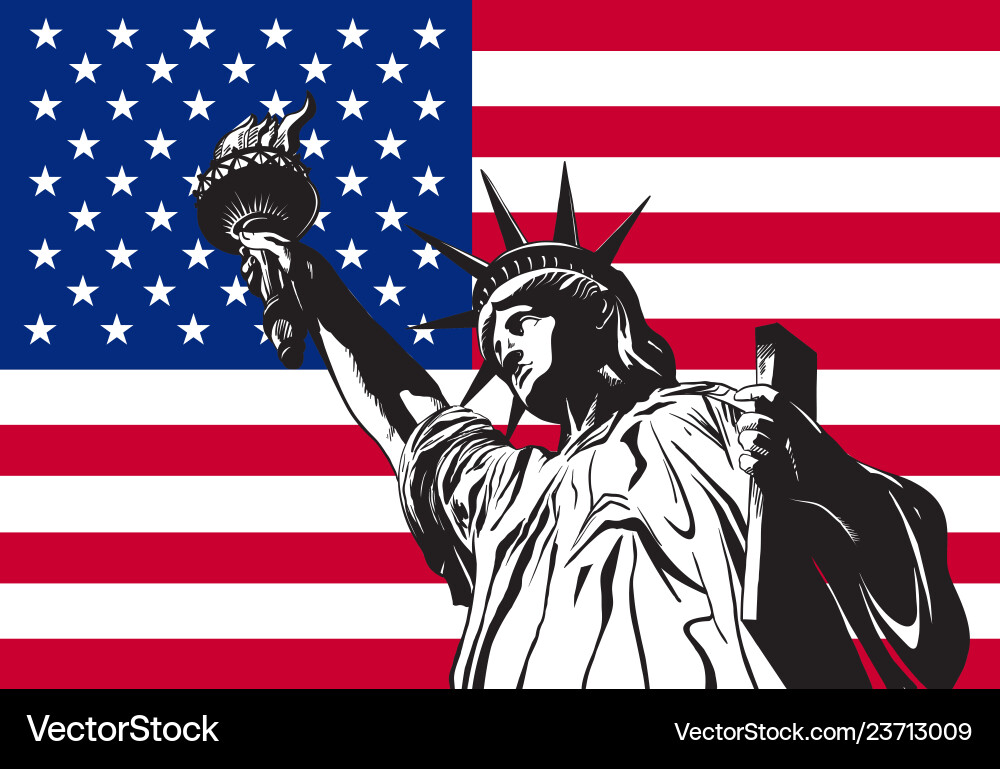 Statue of liberty on the background Royalty Free Vector