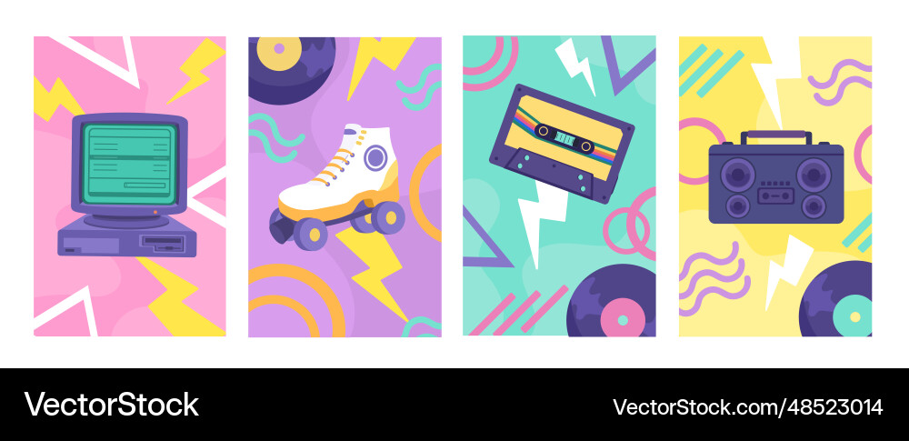 90er Style Poster Set Lizenzfreies Vektorbild