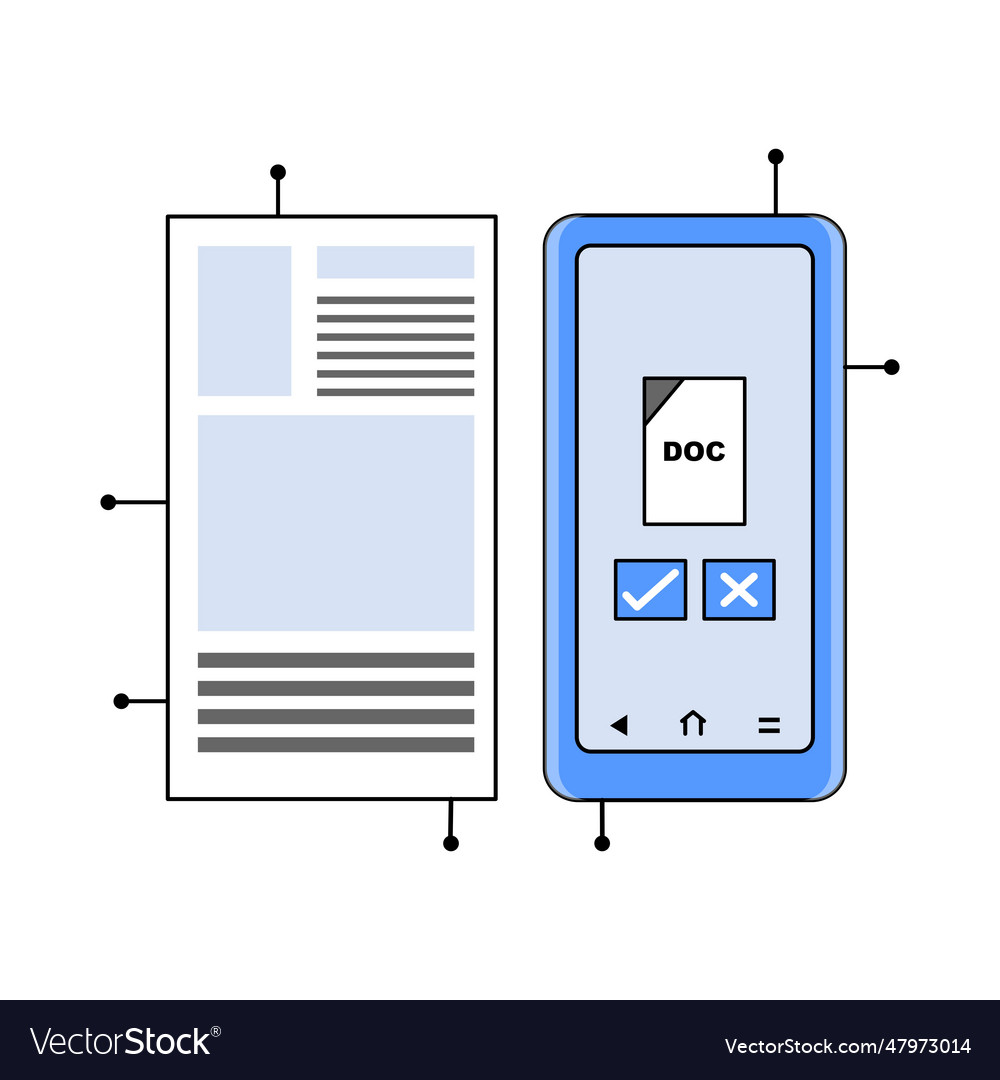 Android screen design opening multiple documents Vector Image