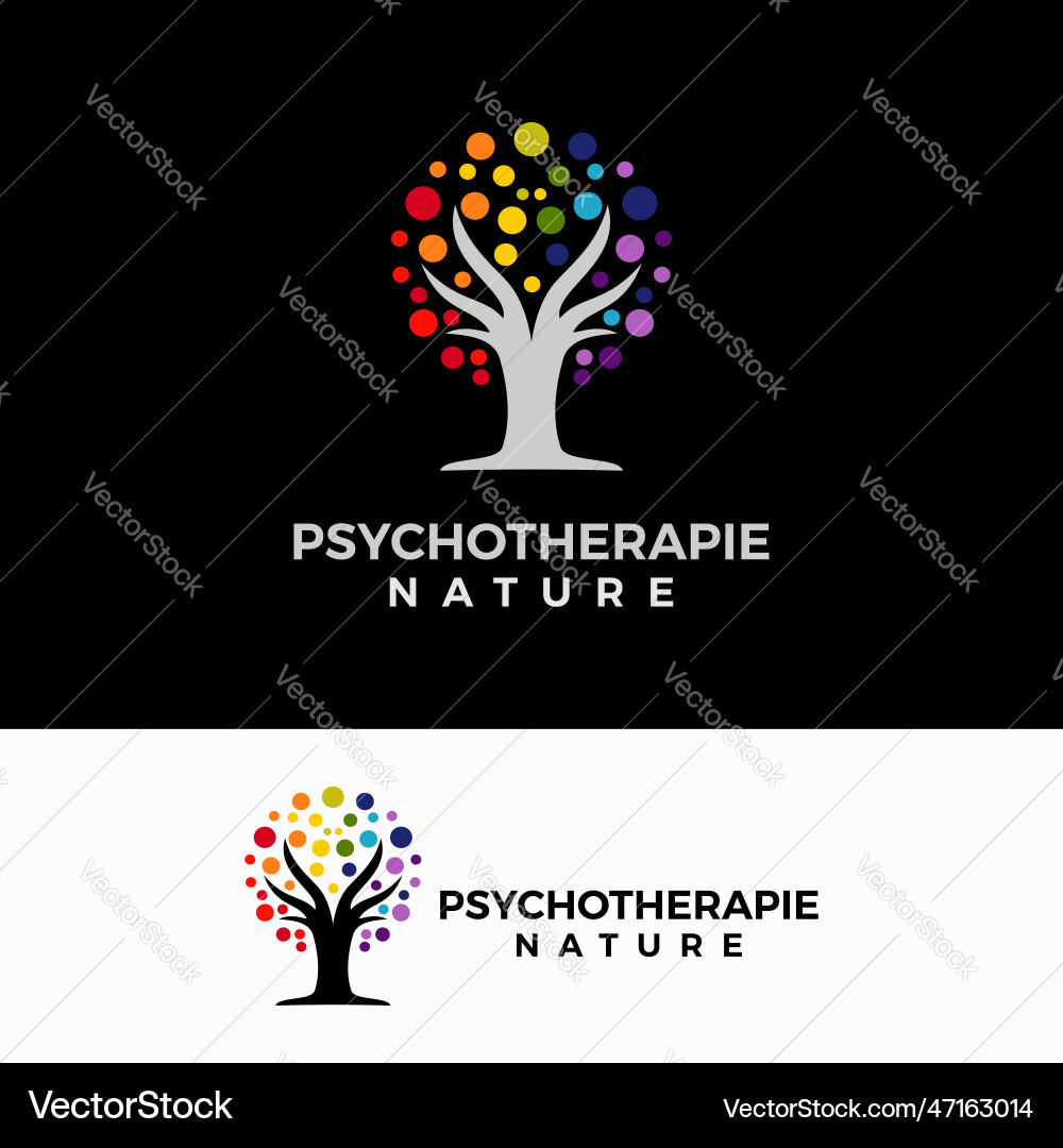 Creative psychotherapy tree template Royalty Free Vector