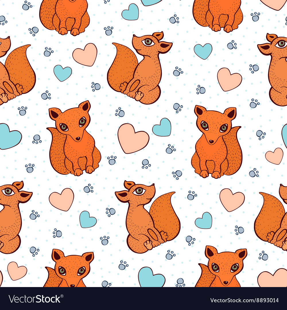Cute fox pattern Royalty Free Vector Image - VectorStock