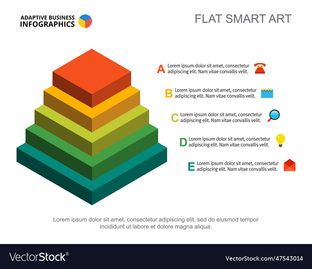 Five steps pyramid process chart template Vector Image