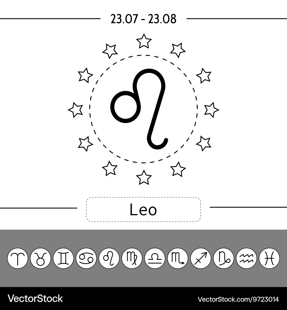 Leo signs zodiac flat linear icons Royalty Free Vector Image