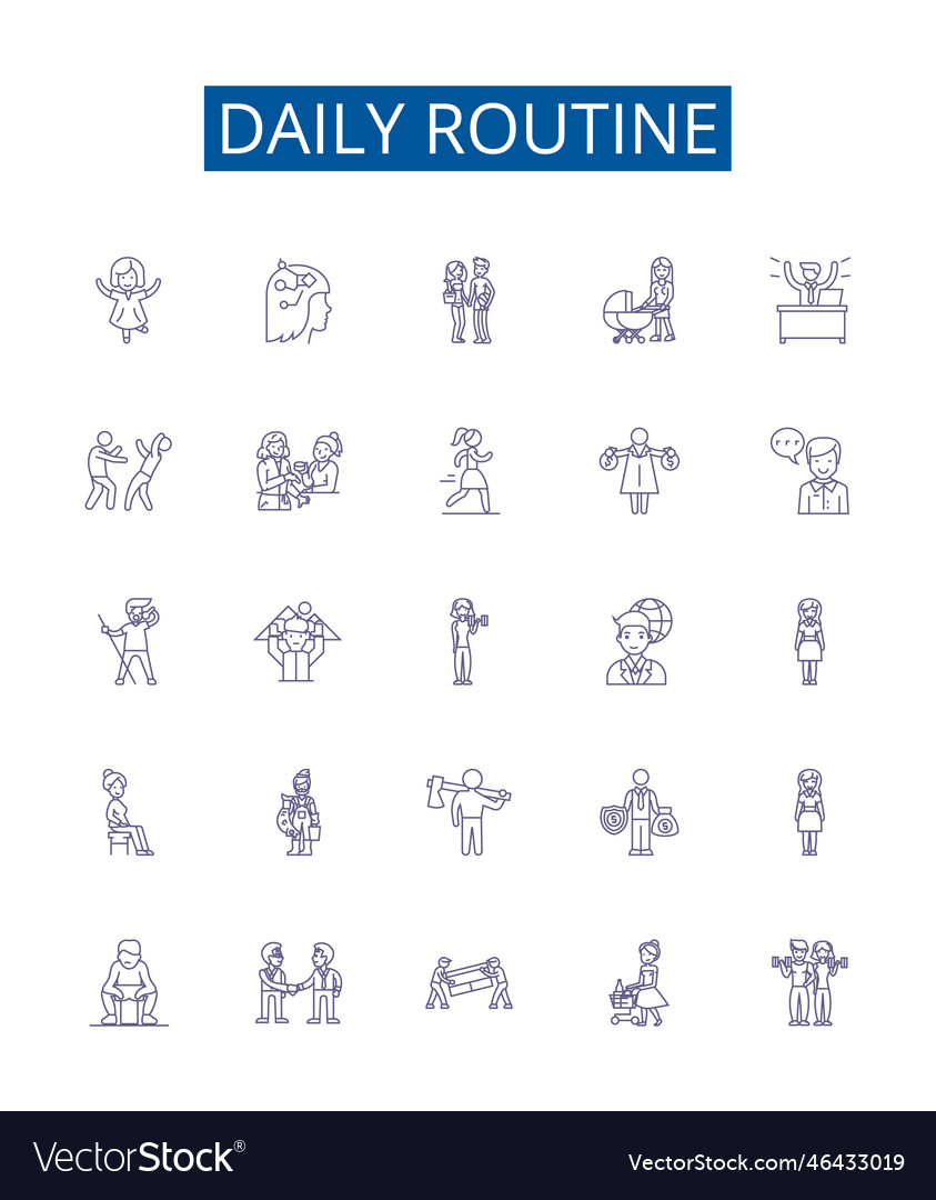 Daily routine line icons signs set design Vector Image Daily routine line icons signs set design Vector Image
