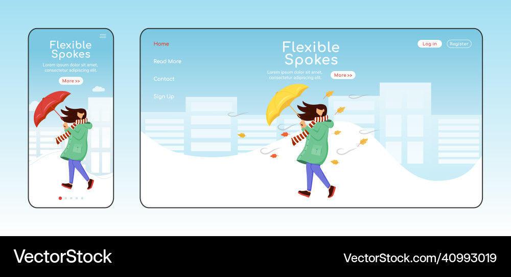 Flexible spokes landing page flat color template Vector Image