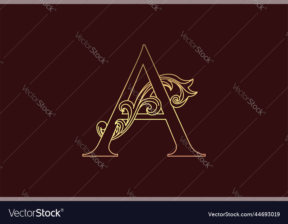 Golden elegant luxury initial letter a with swirl Vector Image Golden elegant luxury initial letter a with swirl Vector Image