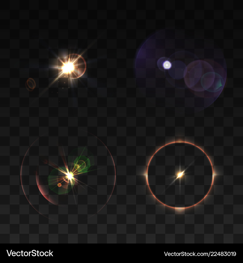 Lens beams set Royalty Free Vector Image - VectorStock