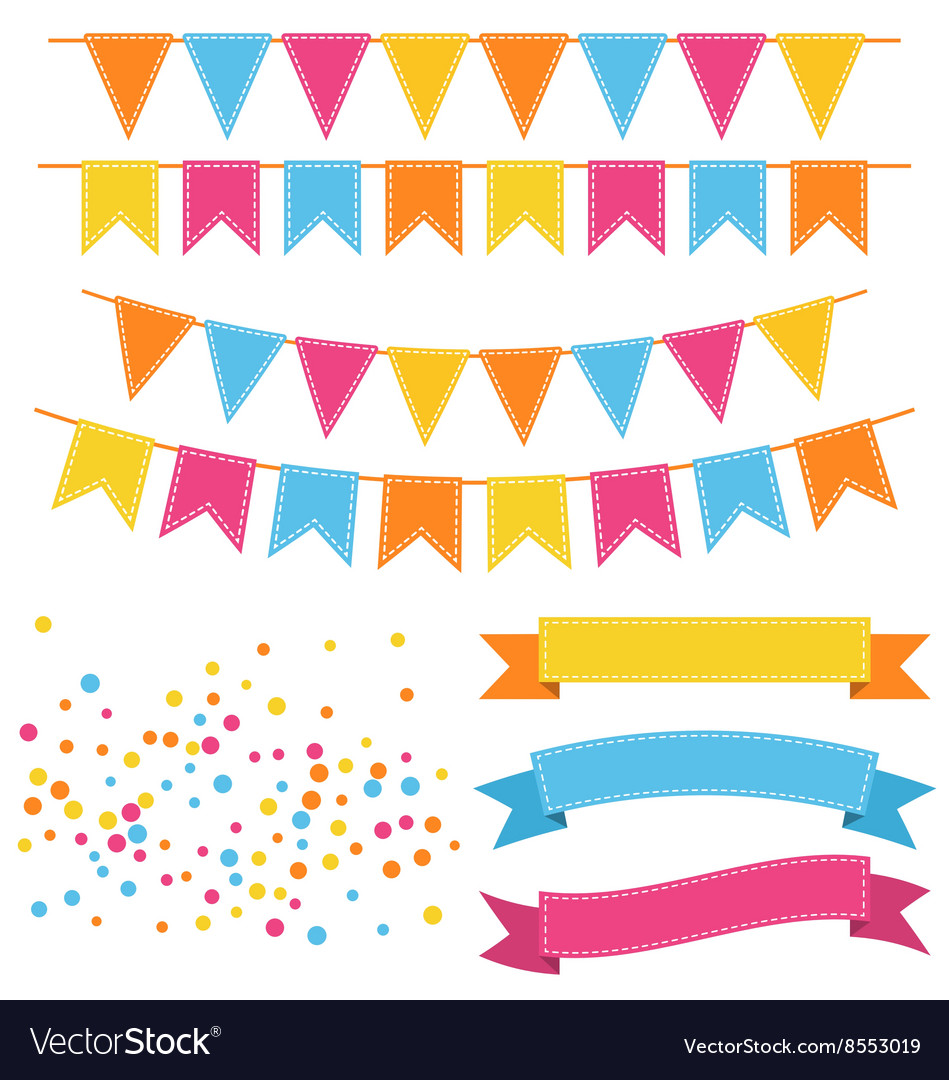 Set multicolored buntings garlands flags Vector Image