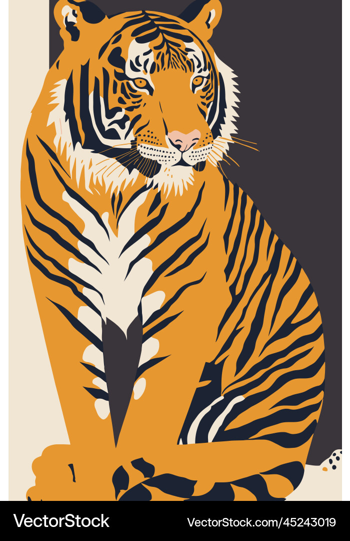 Tiger in flat style for poster wall art decor boho