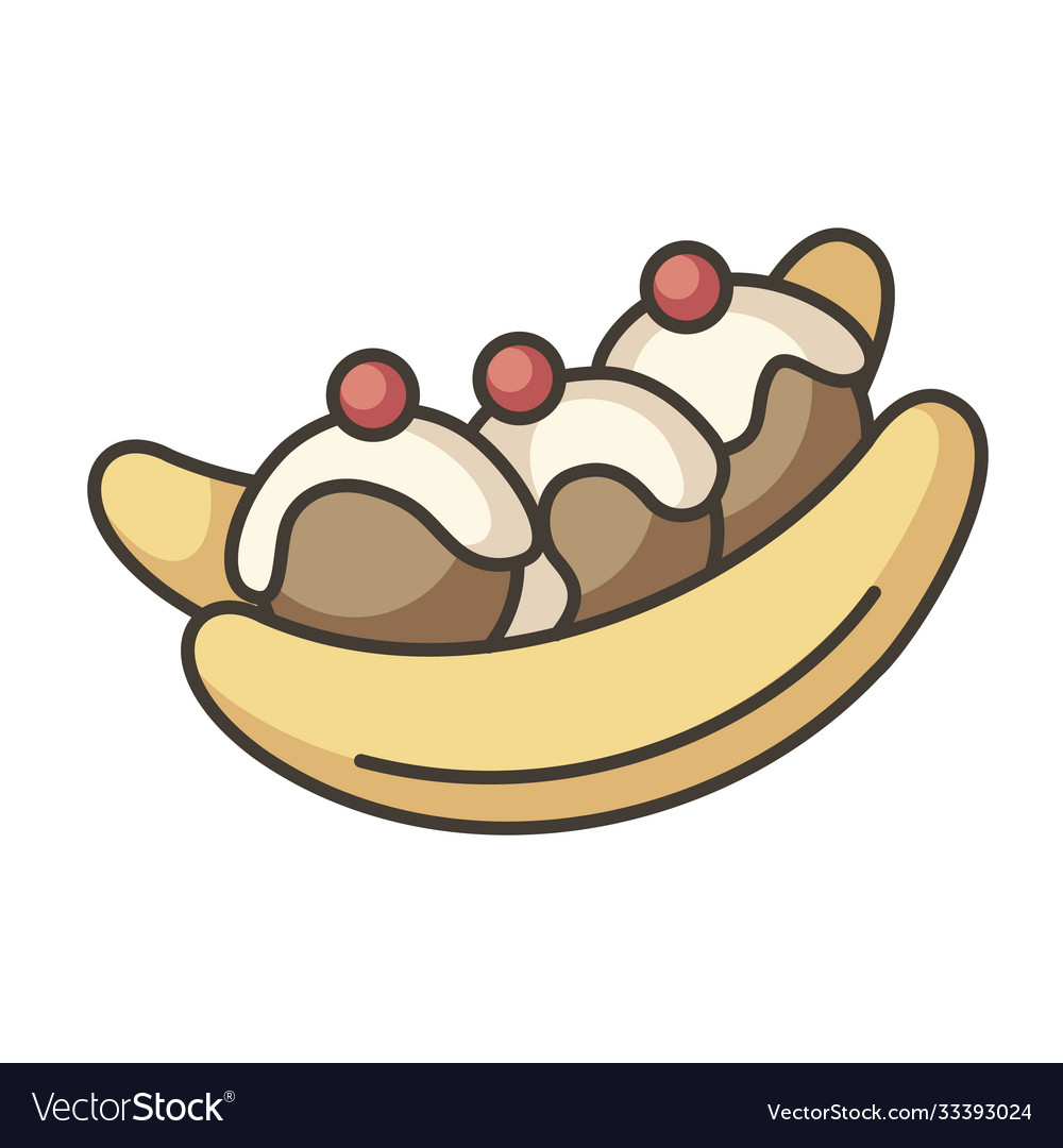 Banana split rgb color icon Royalty Free Vector Image Banana split rgb color icon Royalty Free Vector Image