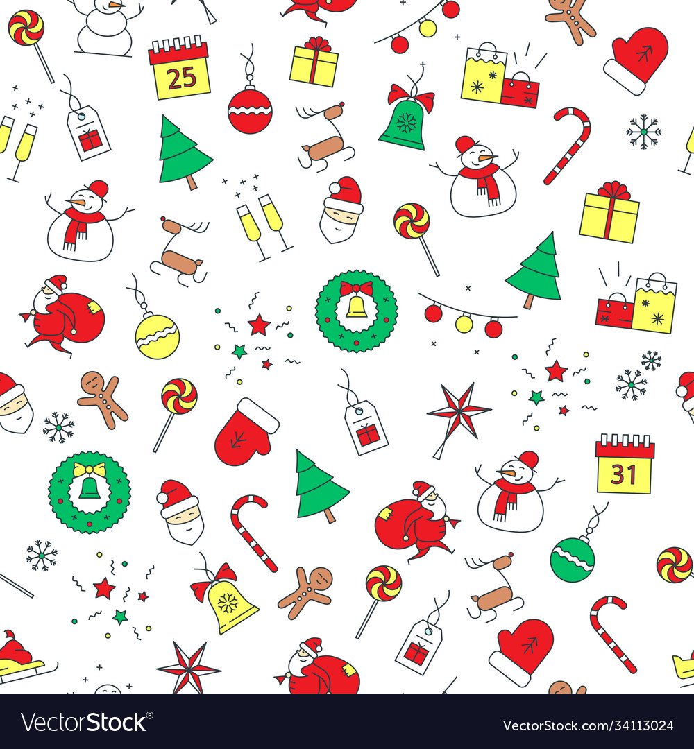 Christmas icons seamless pattern Royalty Free Vector Image