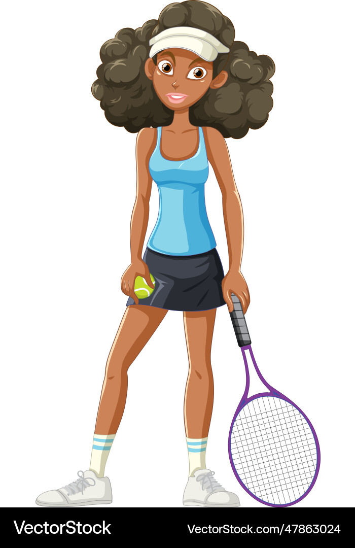 Female tennis player with racket Royalty Free Vector Image