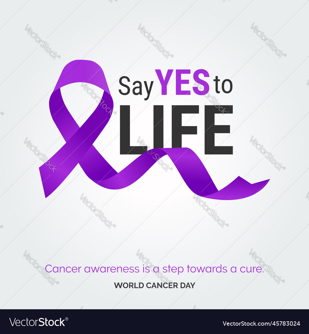 Say yes to life ribbon typography cancer Vector Image