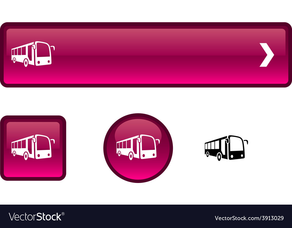 Bus button set Royalty Free Vector Image - VectorStock