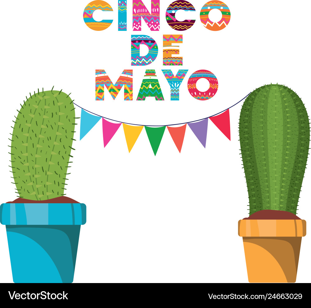 Cinco de mayo label with cactus isolated icon Vector Image