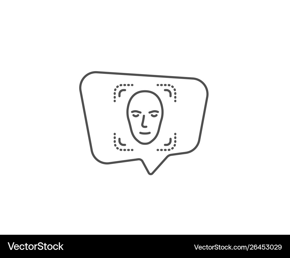 Face detection line icon head recognition sign Vector Image