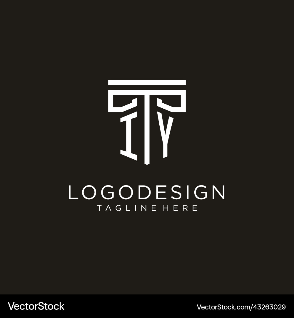 Iy initial logo with geometric pillar style design