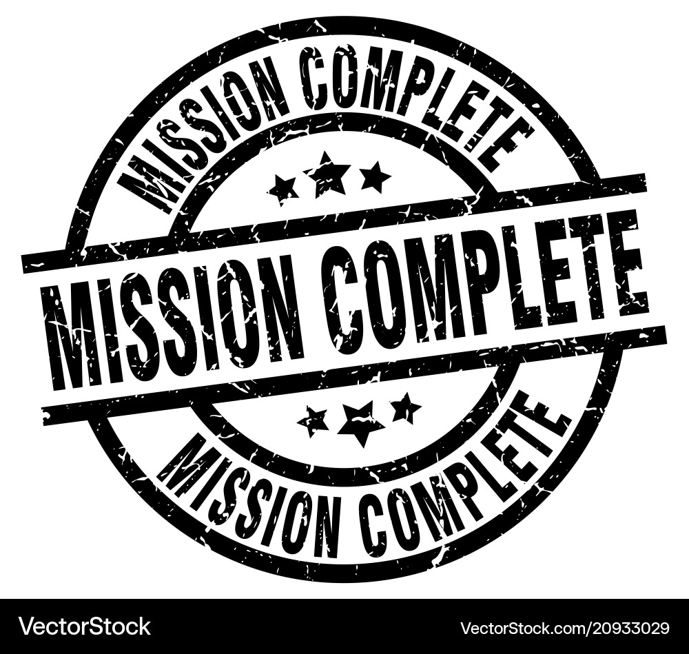 Mission complete round grunge black stamp Vector Image