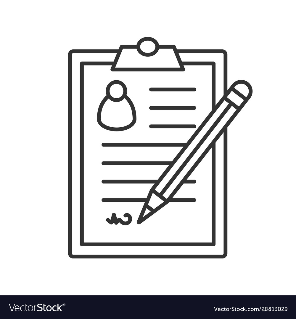 Signed document linear icon Royalty Free Vector Image
