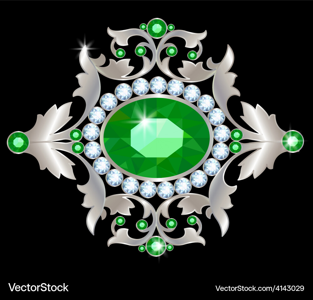 Silver brooch Royalty Free Vector Image - VectorStock
