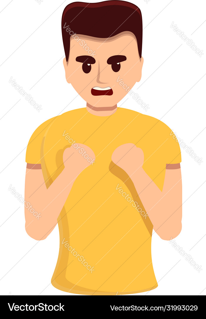 Young rage man icon cartoon style Royalty Free Vector Image
