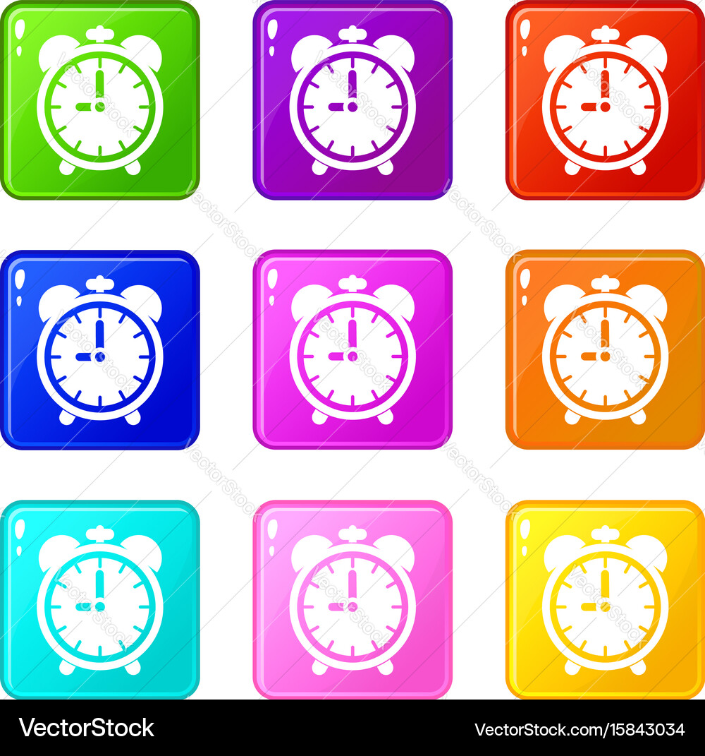 Alarm clock icons 9 set Royalty Free Vector Image