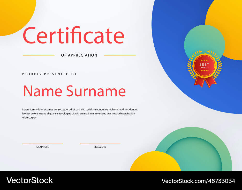 Modern abstract with colorful element certificate Vector Image