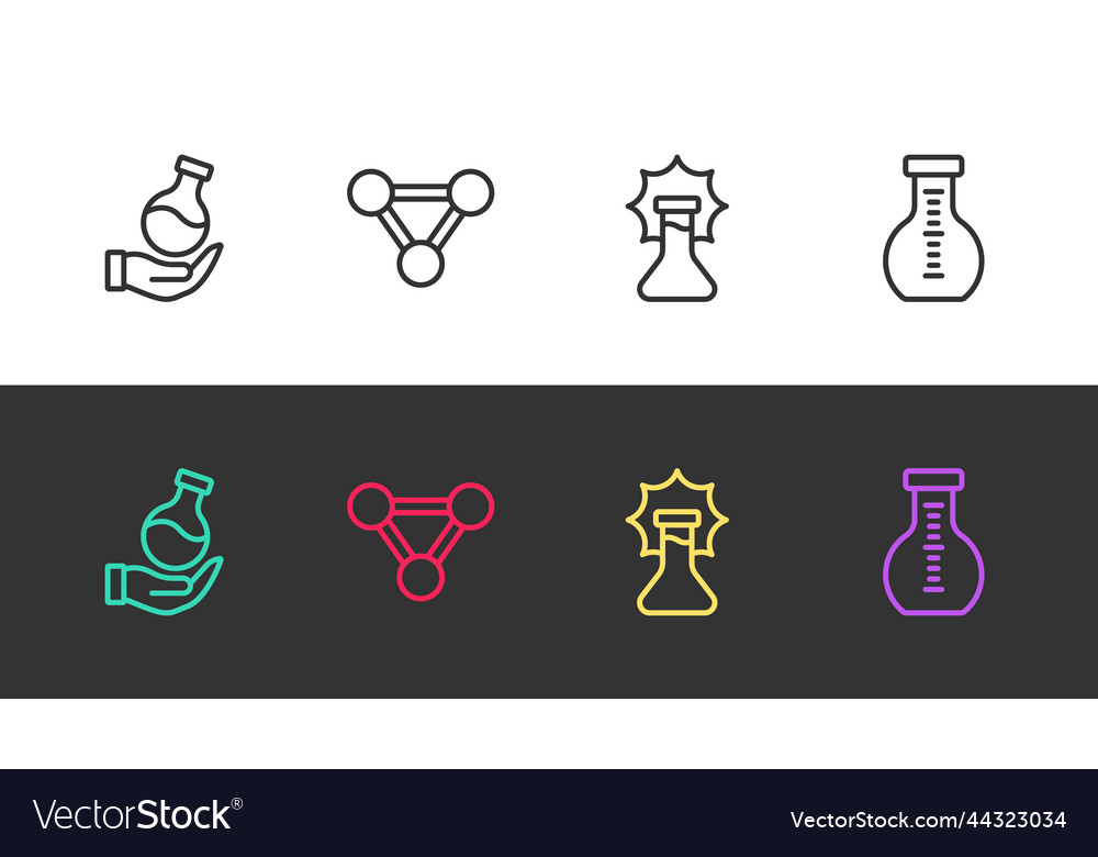 Set line test tube molecule explosion Royalty Free Vector Set line test tube molecule explosion Royalty Free Vector