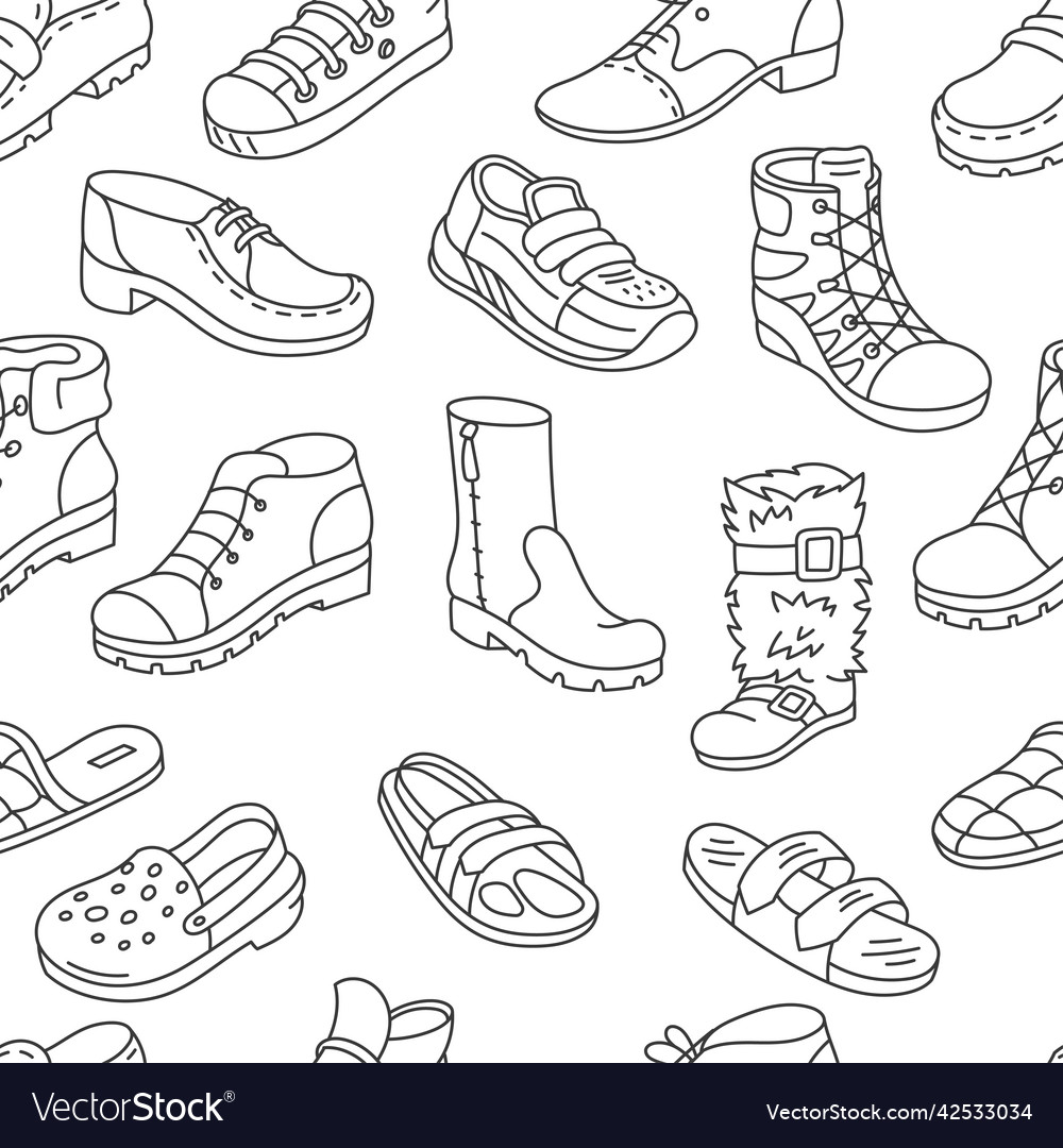 Shoes seamless pattern background different types Vector Image