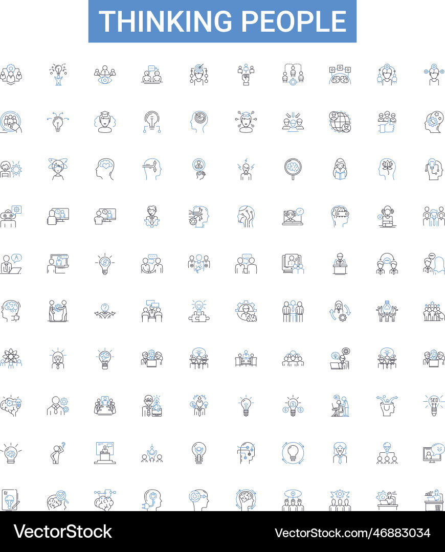 Thinking people outline icons collection Vector Image