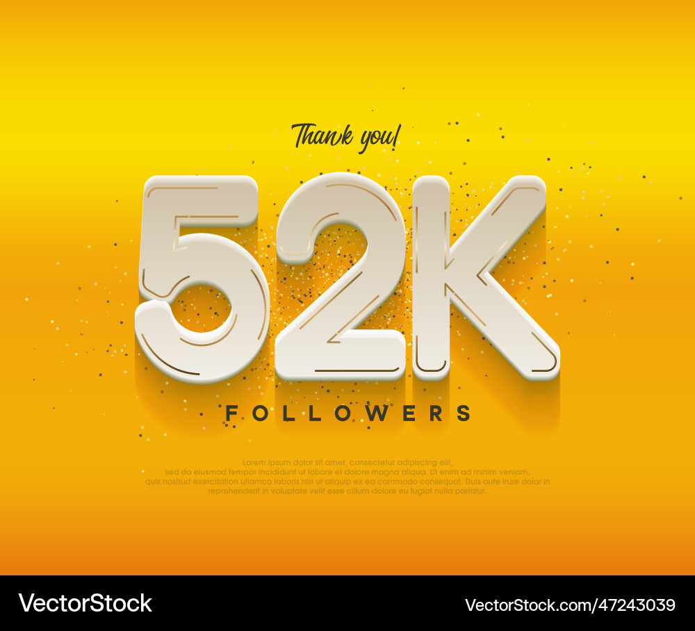 52k followers celebration with modern white Vector Image