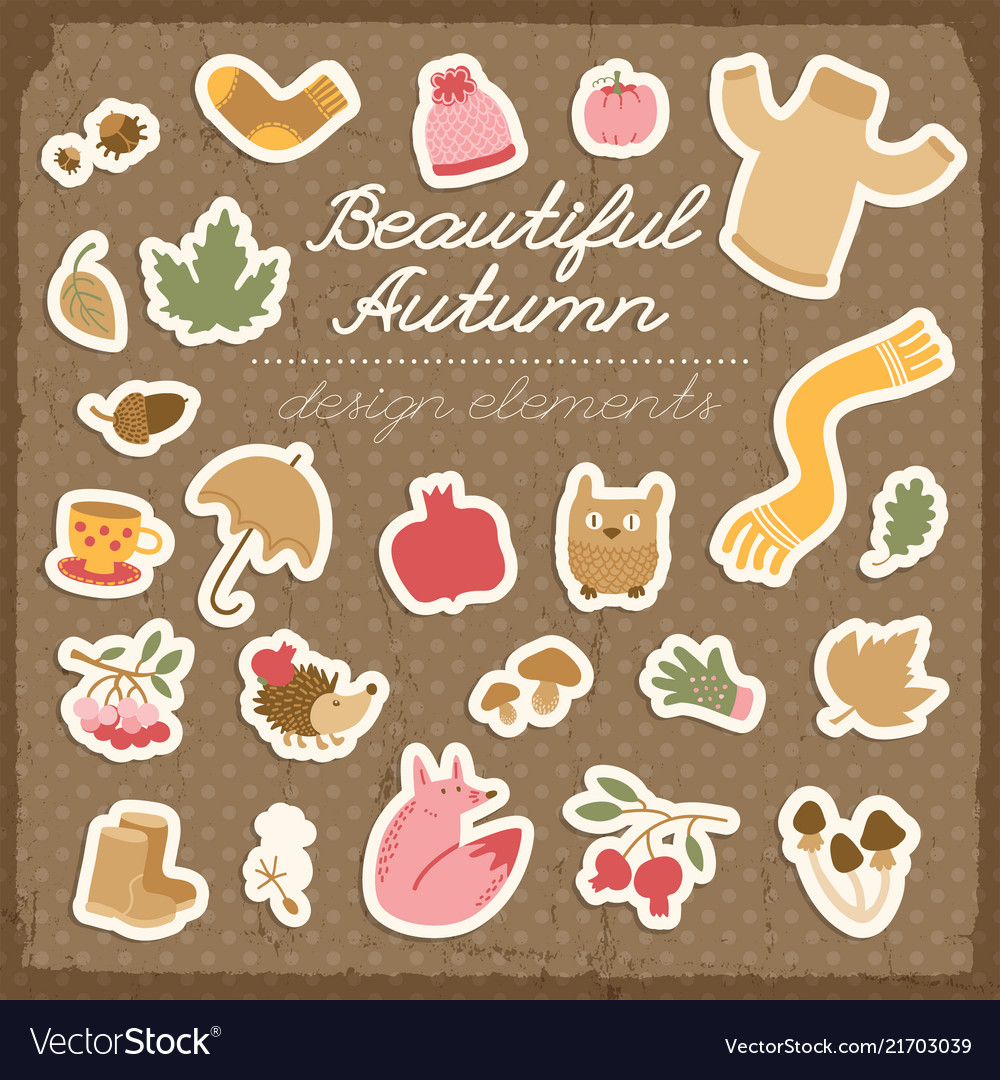 Autumn design elements set Royalty Free Vector Image