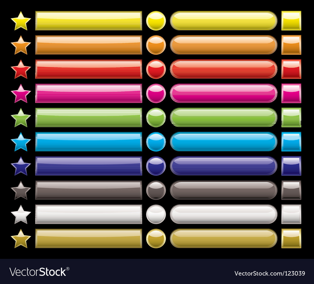 Button collection black Royalty Free Vector Image