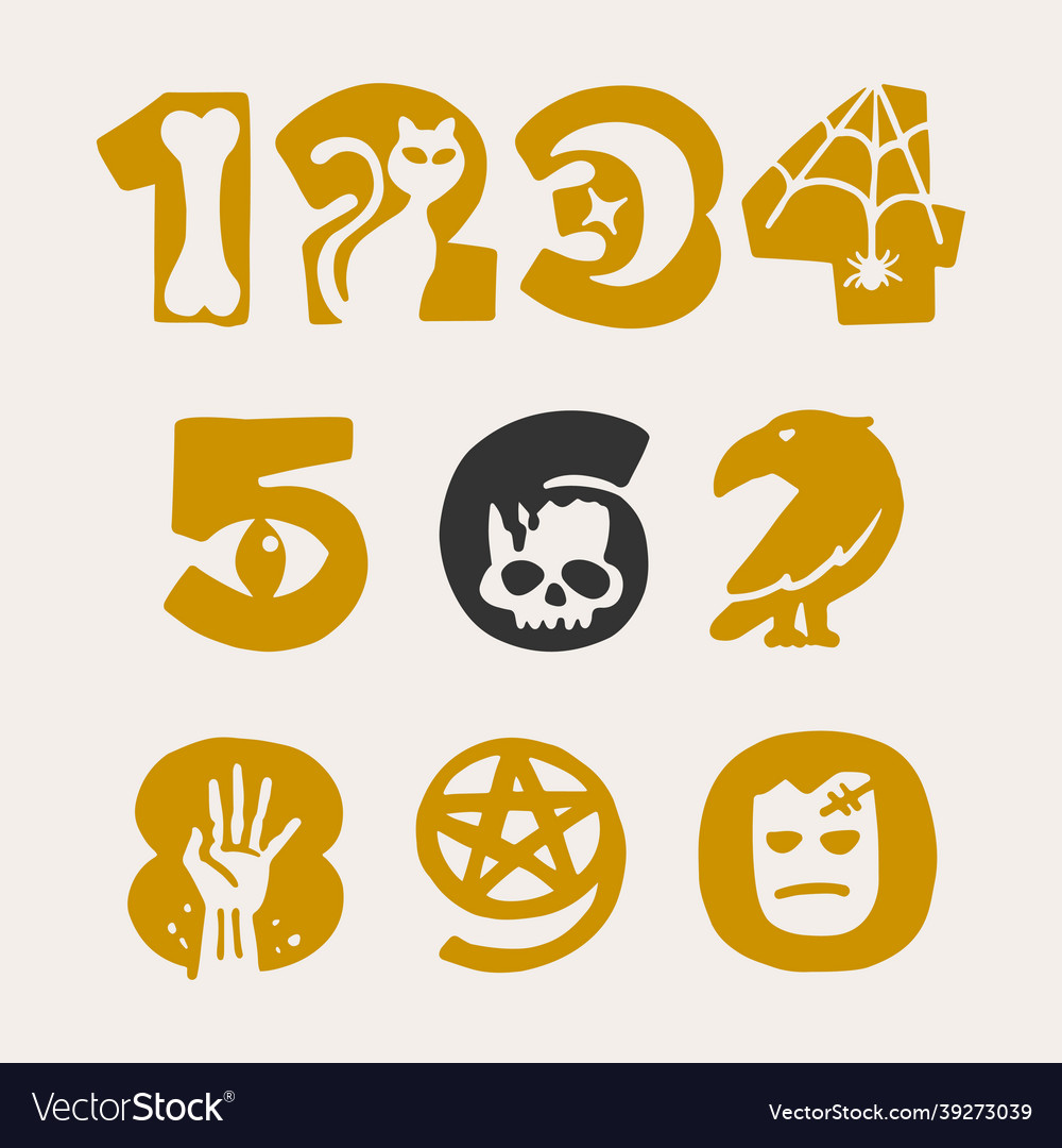 Numbers set for your halloween design Royalty Free Vector