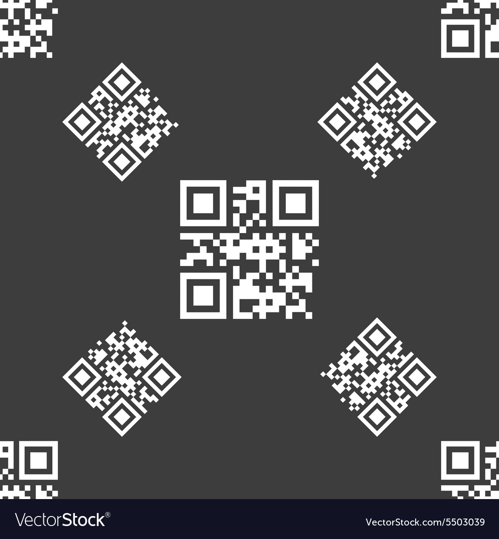 Qr code icon sign seamless pattern on a gray Vector Image