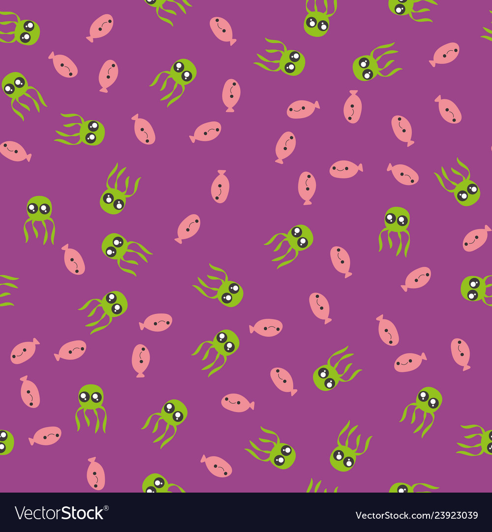 Seamless pattern with kawaii elements Royalty Free Vector
