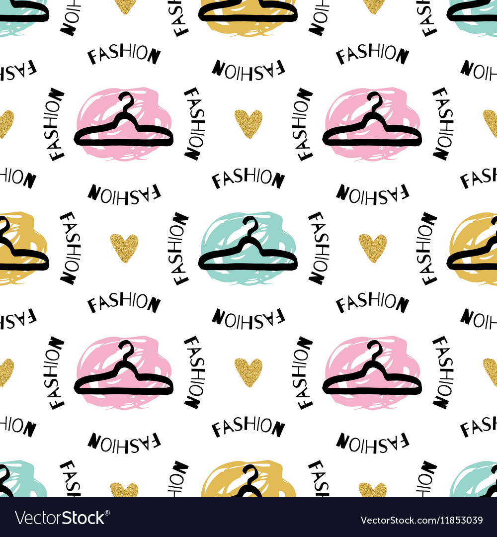 Trendy Fashion Seamless Pattern Sketch Clothes Vector Image