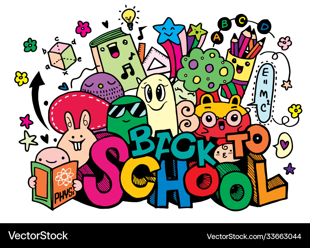 Back to school monster doodle for your Royalty Free Vector
