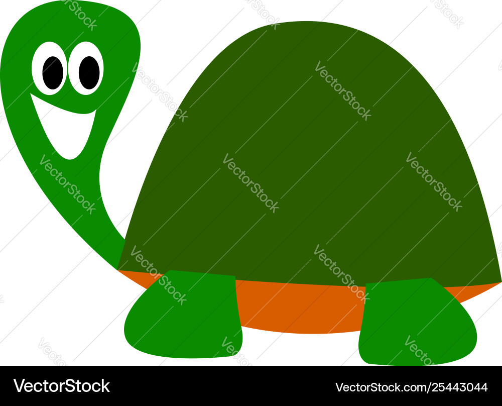 Cartoon picture a laughing turtle over white Vector Image