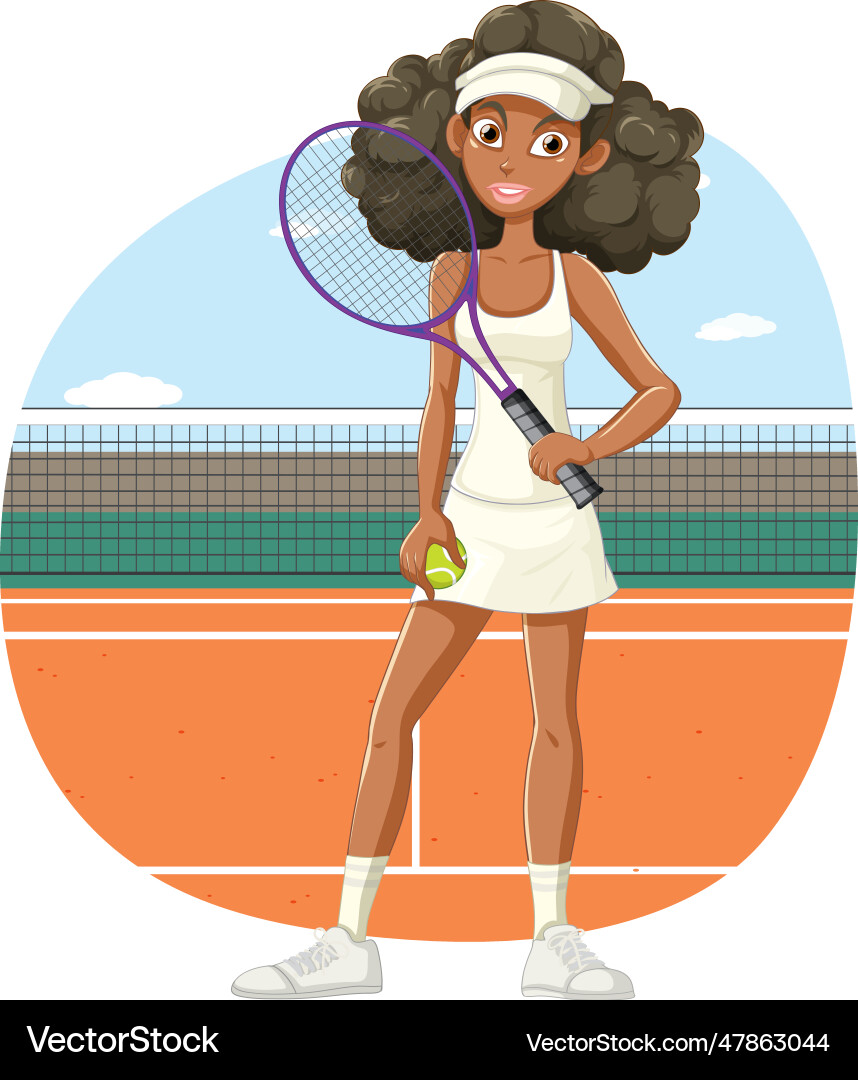 Female tennis player with racket Royalty Free Vector Image