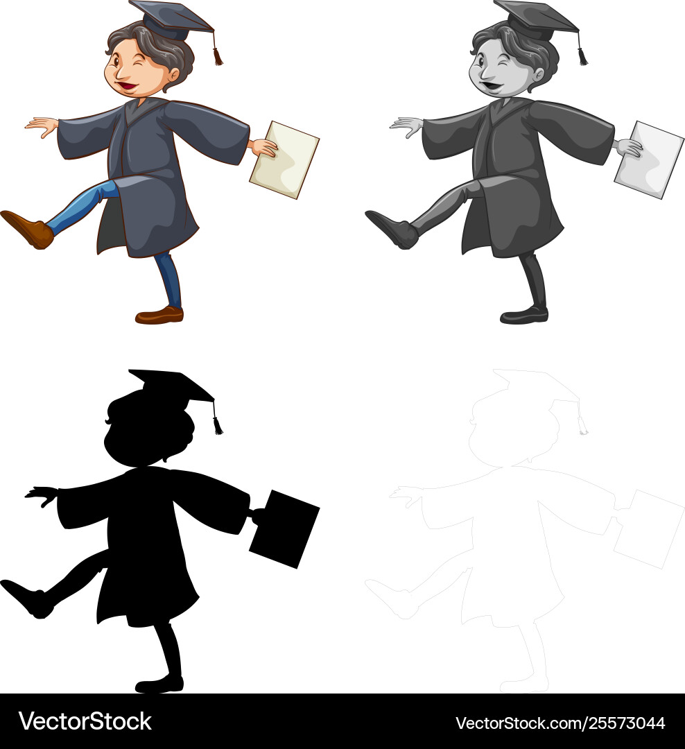 Set man wearing graduation gown Royalty Free Vector Image
