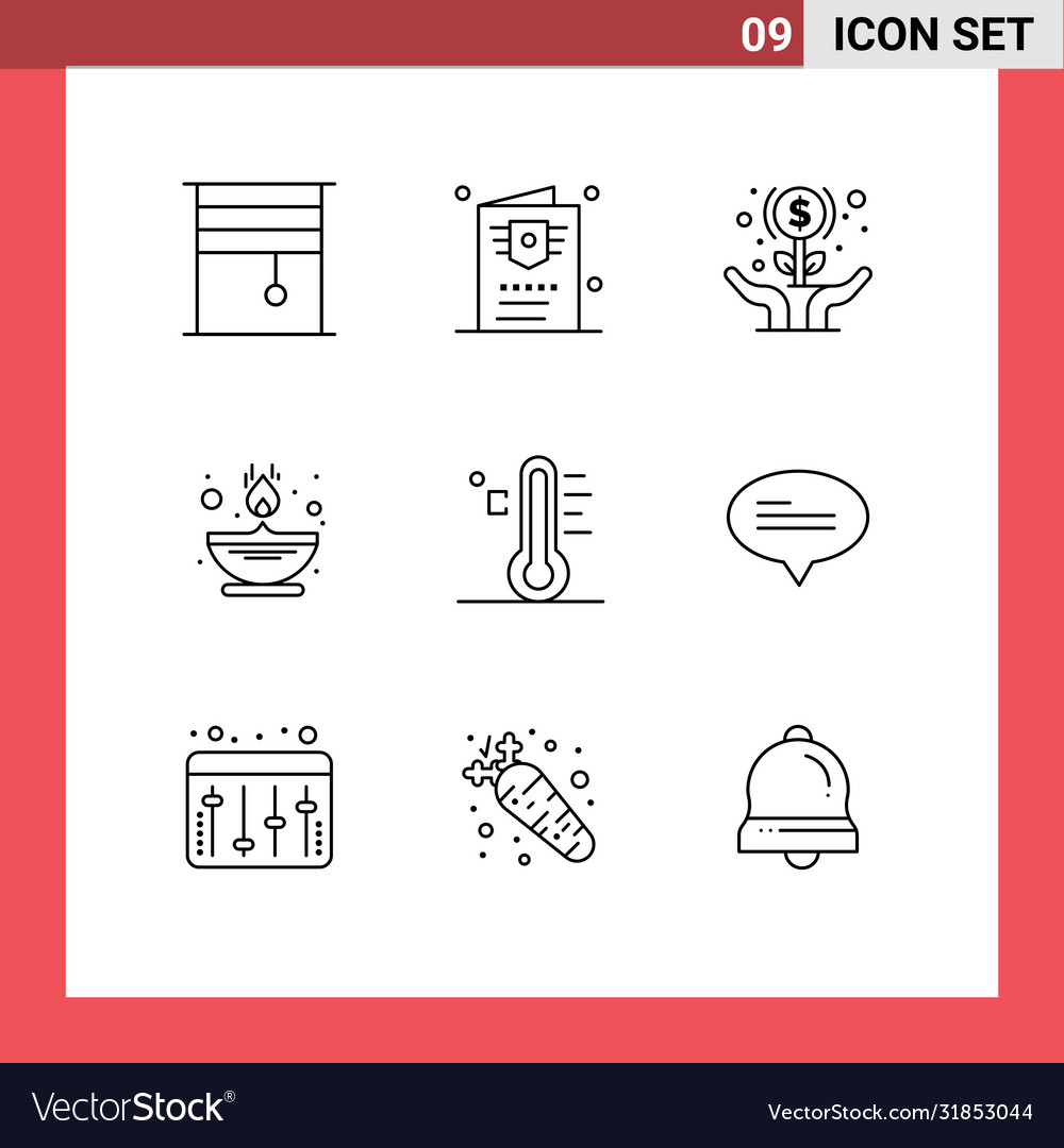 Stock icon pack 9 line signs and symbols for Vector Image