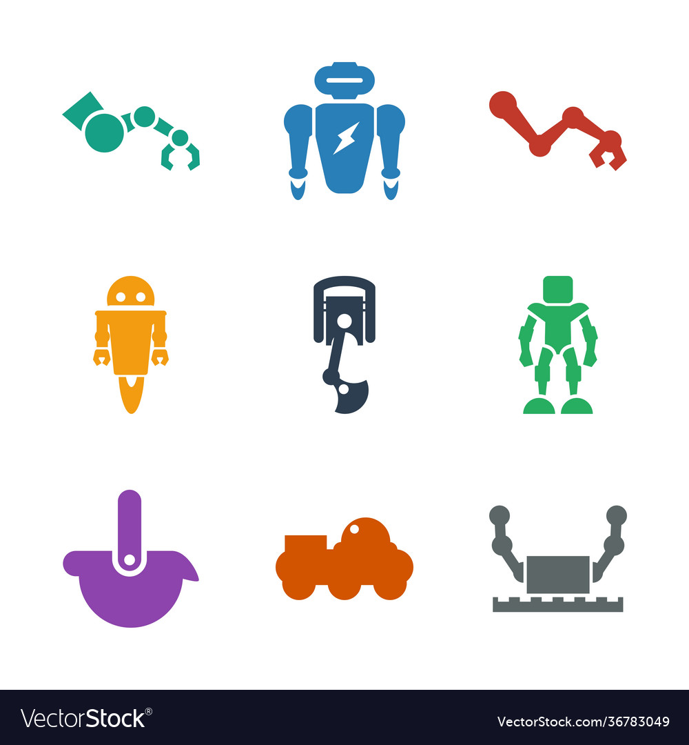 9 robotic icons Royalty Free Vector Image - VectorStock