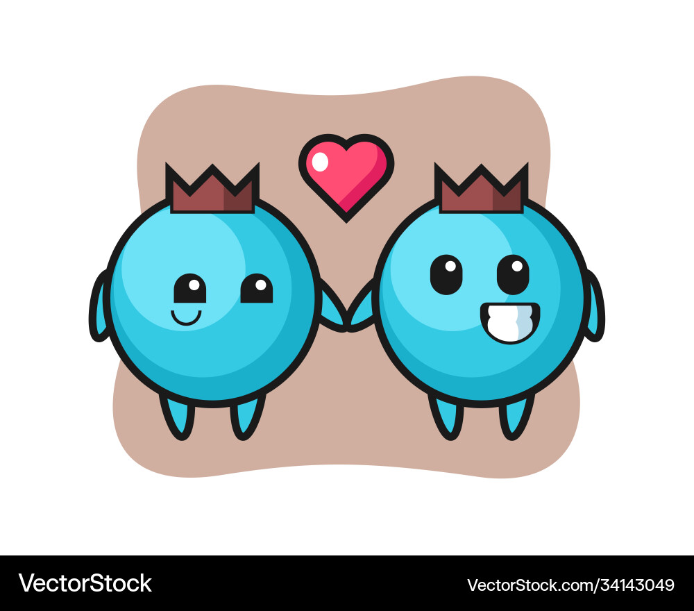 Blueberry cartoon character couple with fall Vector Image