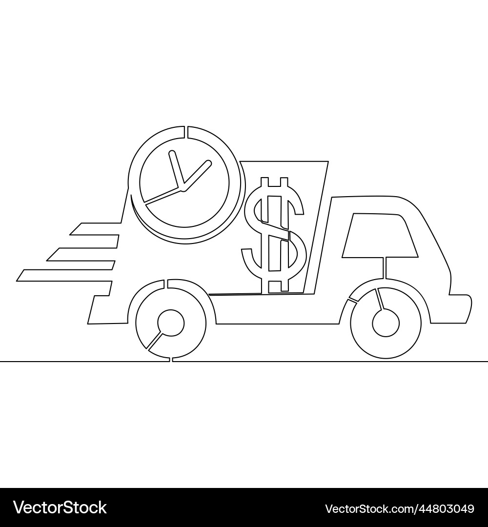Continuous line cost shipping freight logistic Vector Image