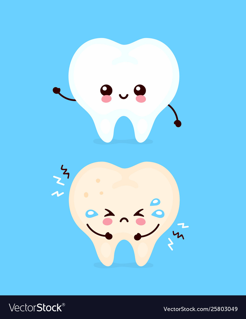 Cute sad unhealthy sick and strong tooth Vector Image Cute sad unhealthy sick and strong tooth Vector Image