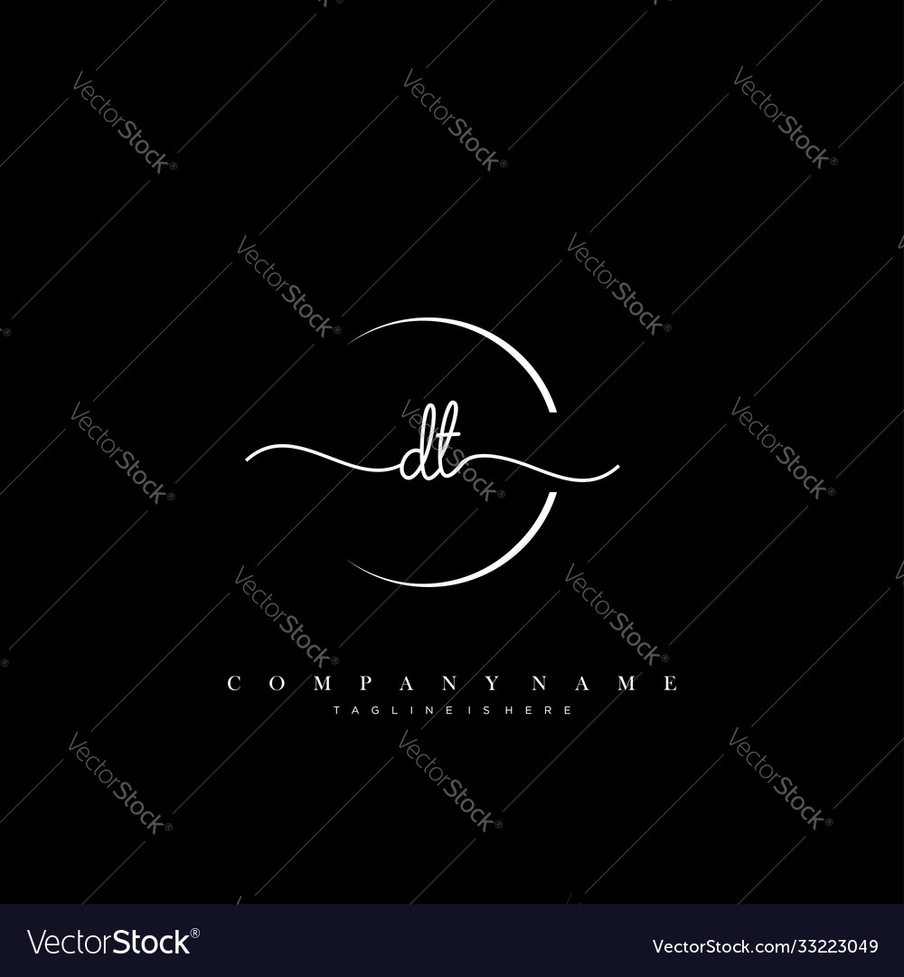 Dt initial handwriting minimalist geometric logo Vector Image Dt initial handwriting minimalist geometric logo Vector Image