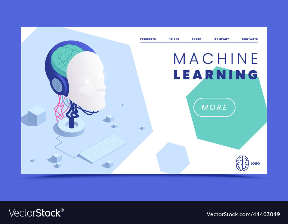 Machine learning isometric website Royalty Free Vector Image