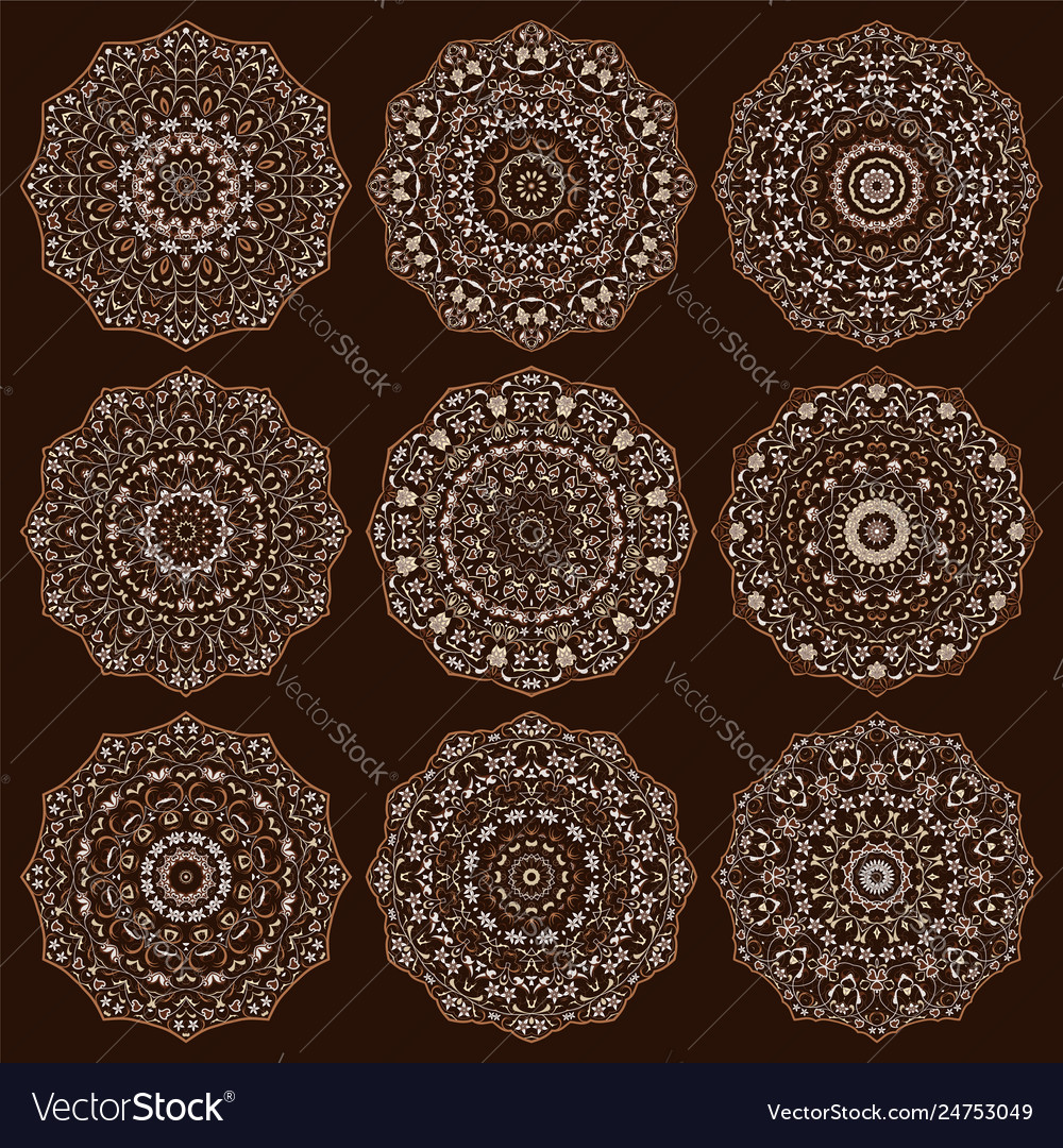 Set arabic circular elements Royalty Free Vector Image
